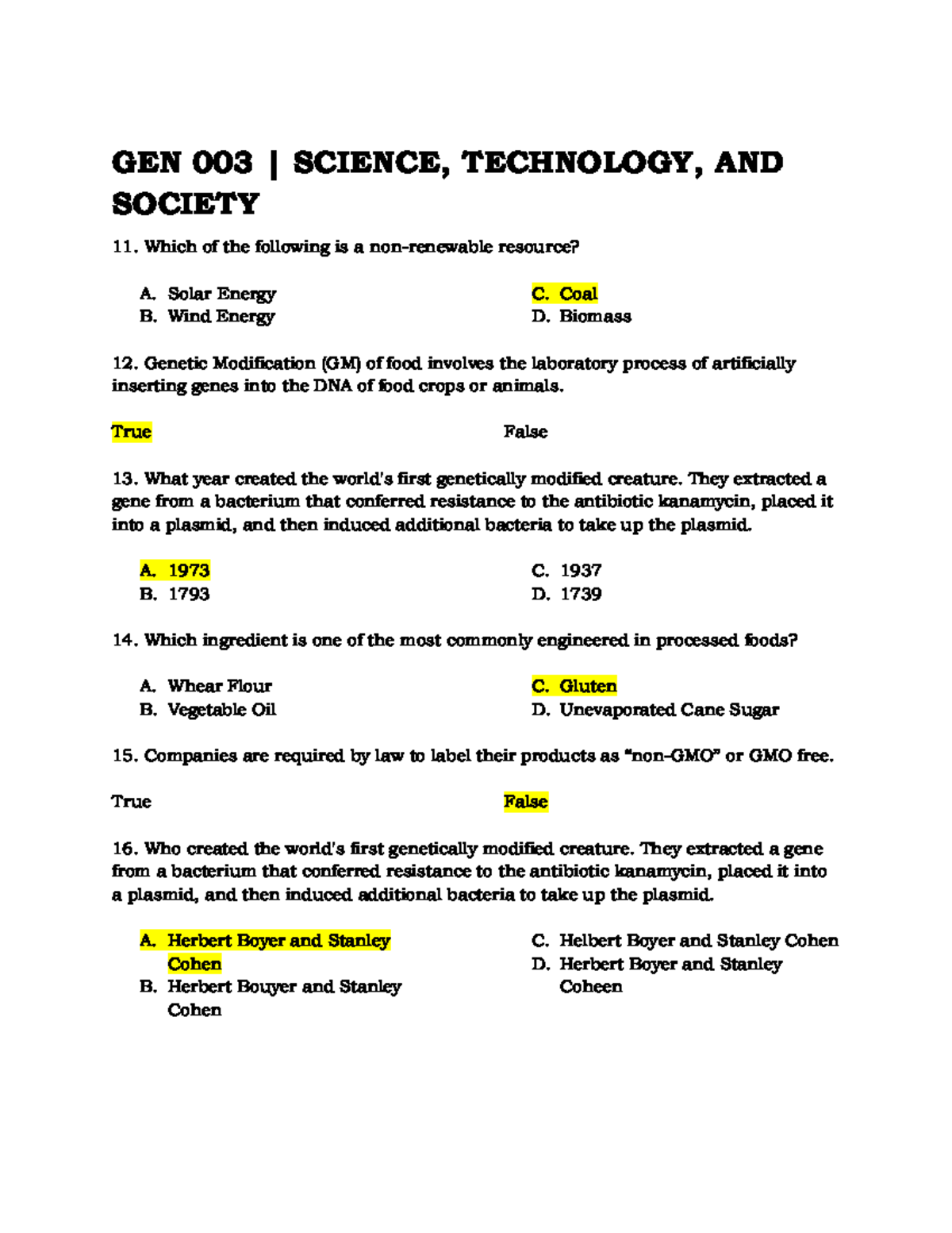 GEN 003 PART 2 - QUIZ PERFORMANCE TASK - GEN 003 | SCIENCE, TECHNOLOGY ...