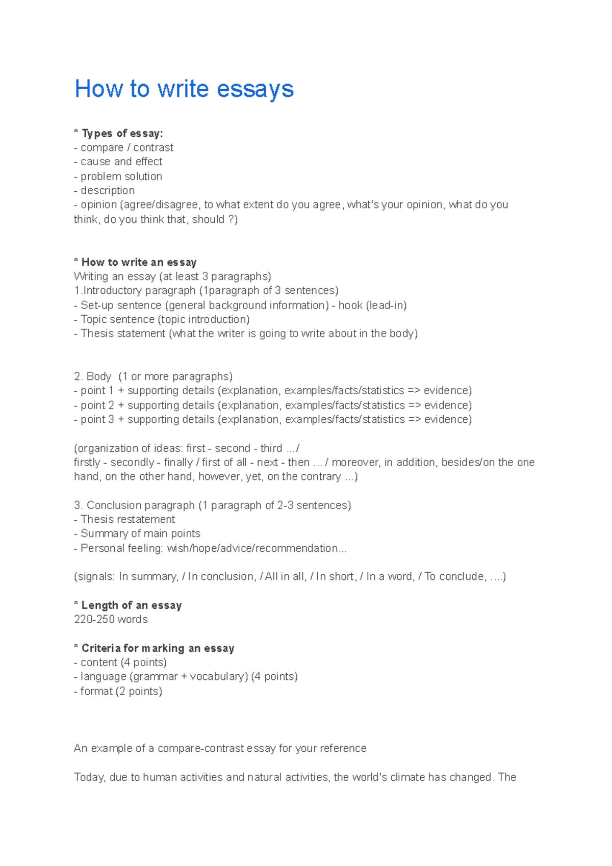 How to write essays - This is from a teacher - How to write essays ...