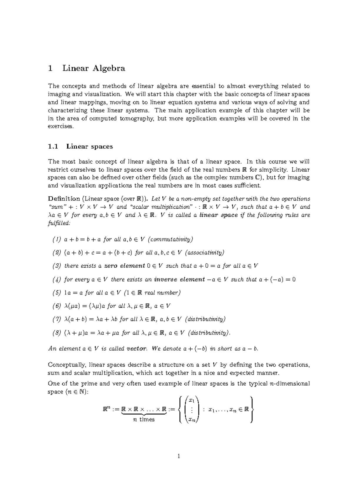 Script-la01 - LA01 for 22/23WS - 1 Linear Algebra The concepts and ...