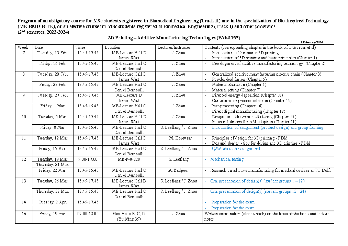 Program BM41155 2023-24 - Program of an obligatory course for MSc ...
