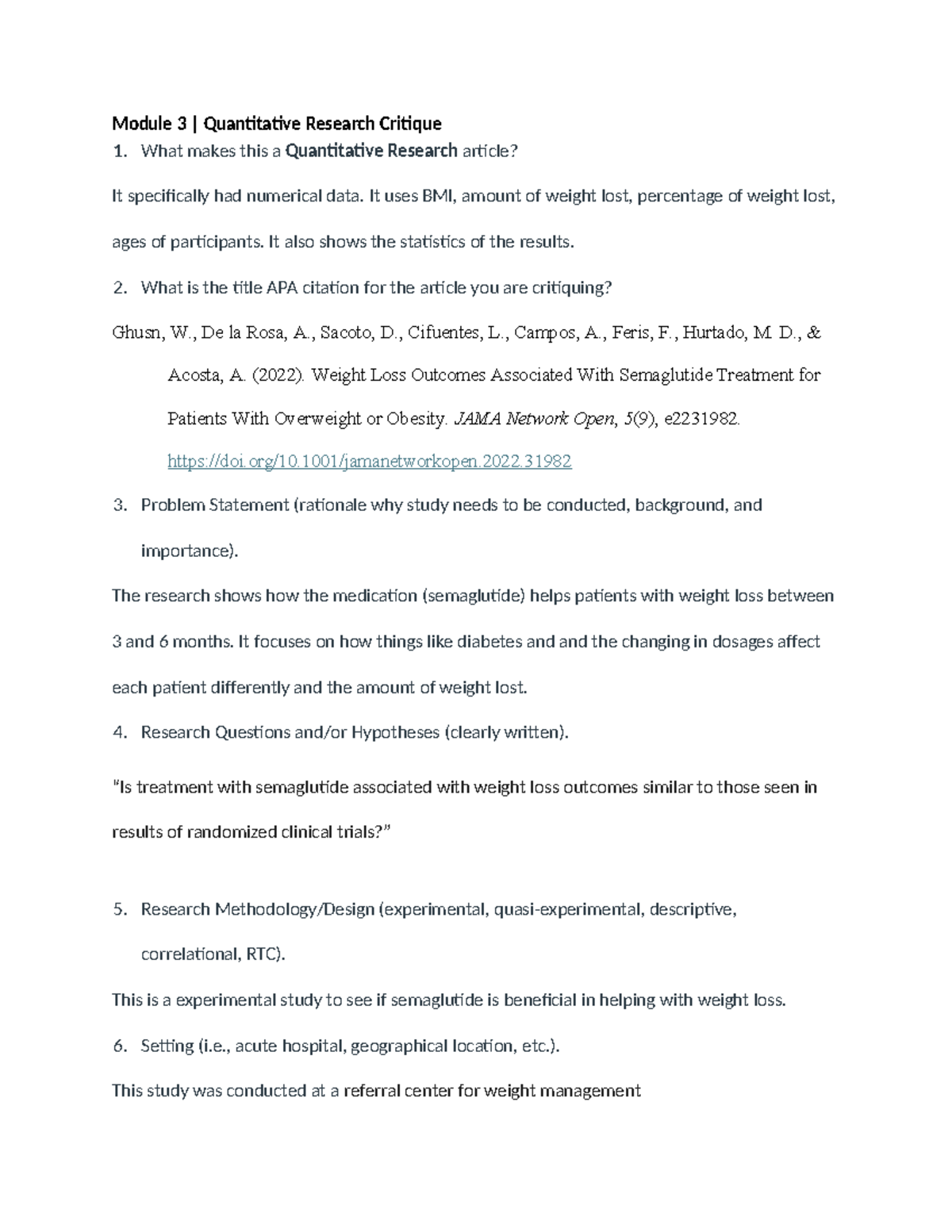 Quantitative research critique - What makes this a Quantitative ...