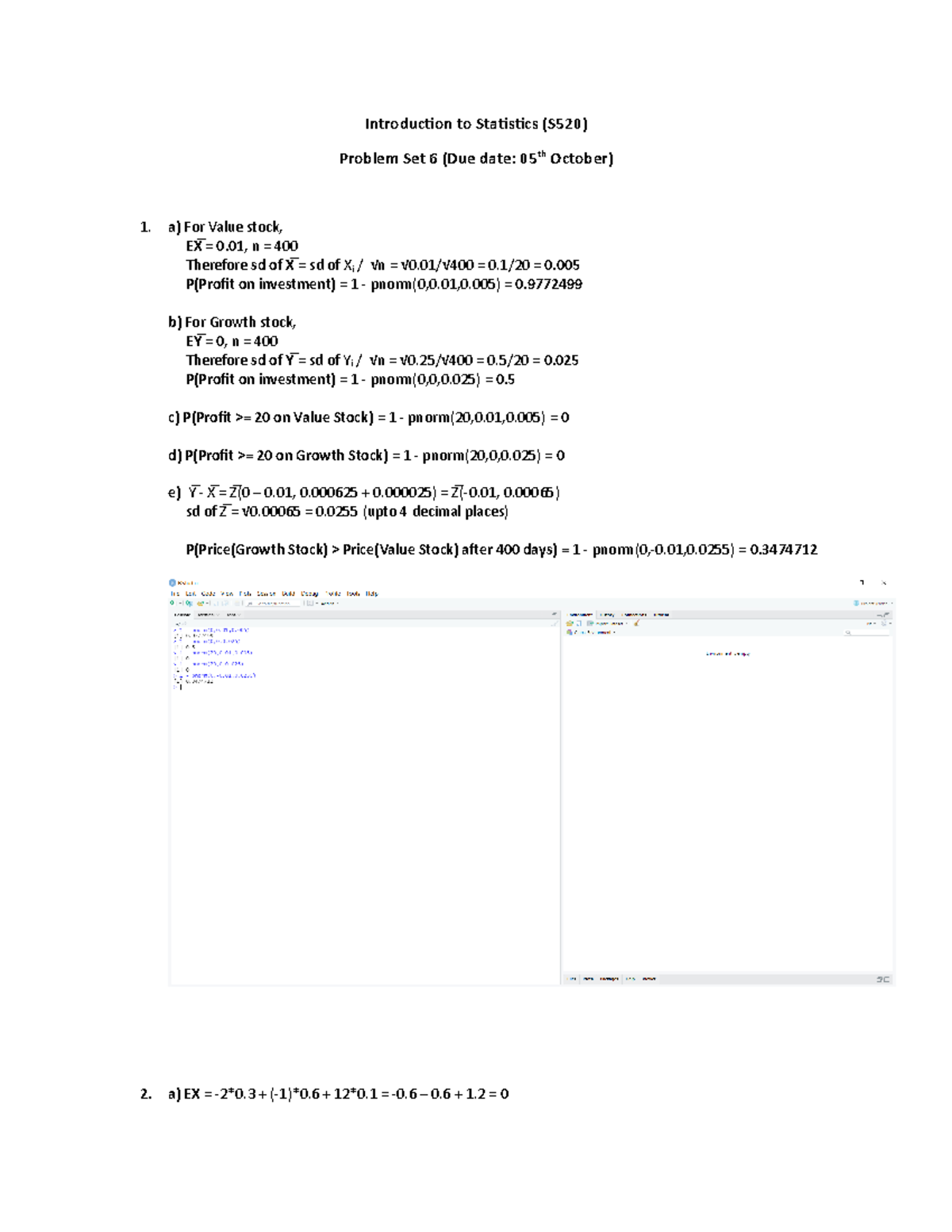 Introduction to Statistics PS6 - Introduction to Statistics (S520 ...