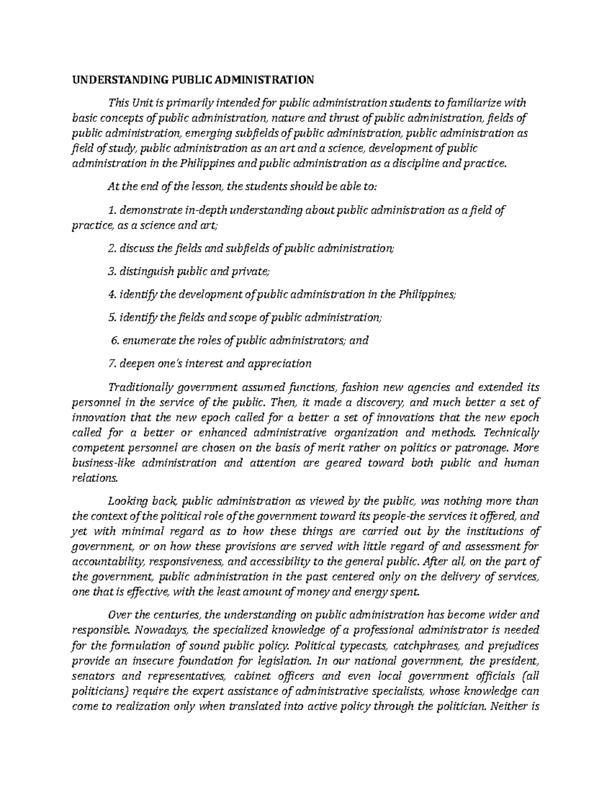 Understanding Public Administration - UNDERSTANDING PUBLIC ...