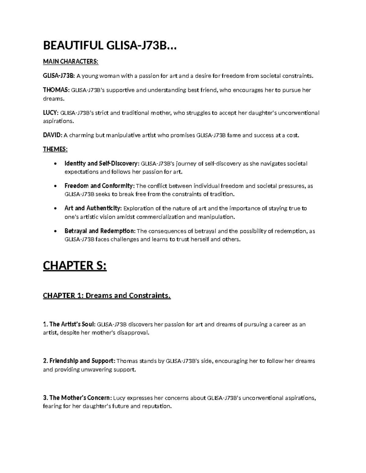 Beautiful Glisa-J73B - POEM - BEAUTIFUL GLISA-J73B... MAIN CHARACTERS ...