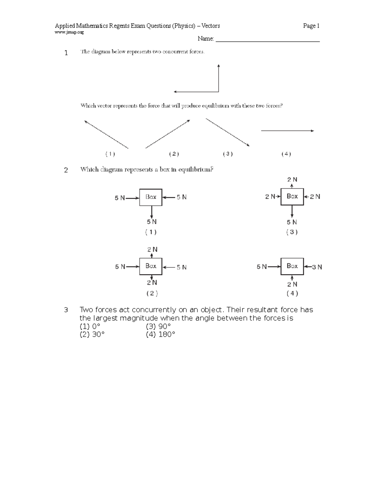 Vectors review sheet with answers - jmap Name ...