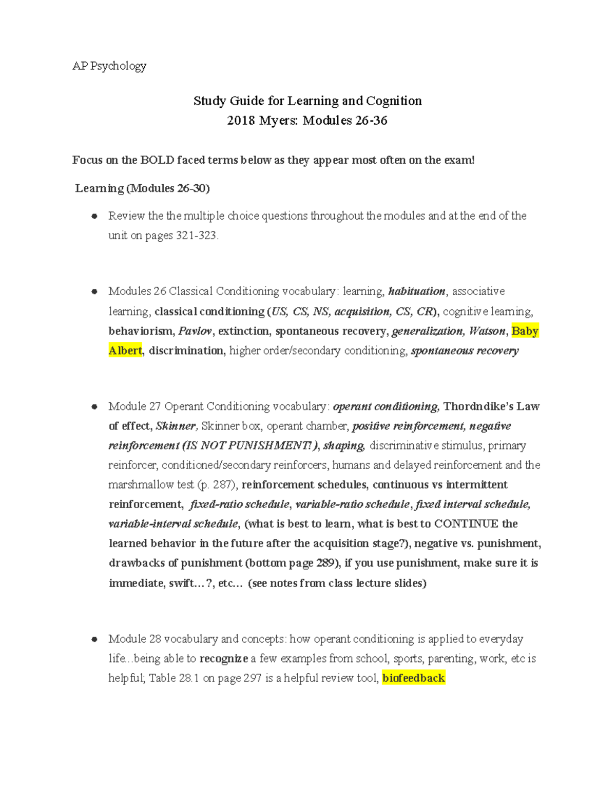 2022 Study Guide for Learning and Cognition - AP Psychology Study Guide ...