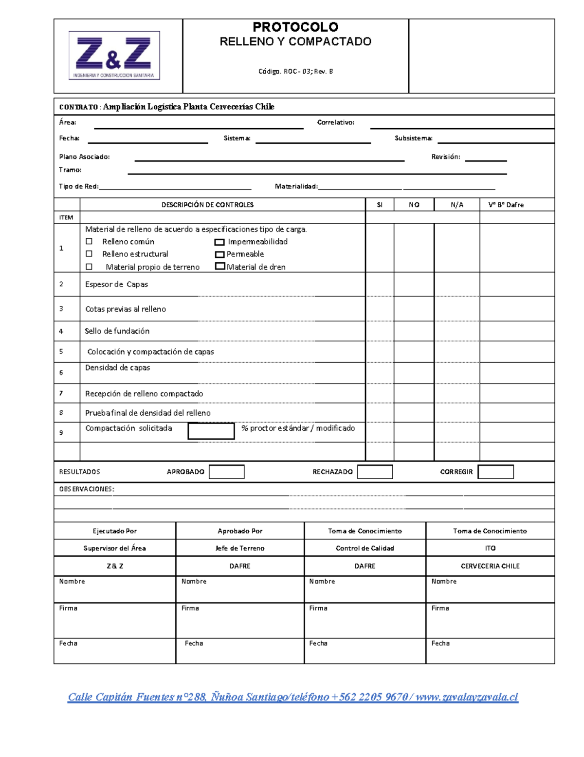 ROC-03 Relleno y compactado - PROTOCOLO RELLENO Y COMPACTADO Código. ROC - 03; Rev. B Calle ...