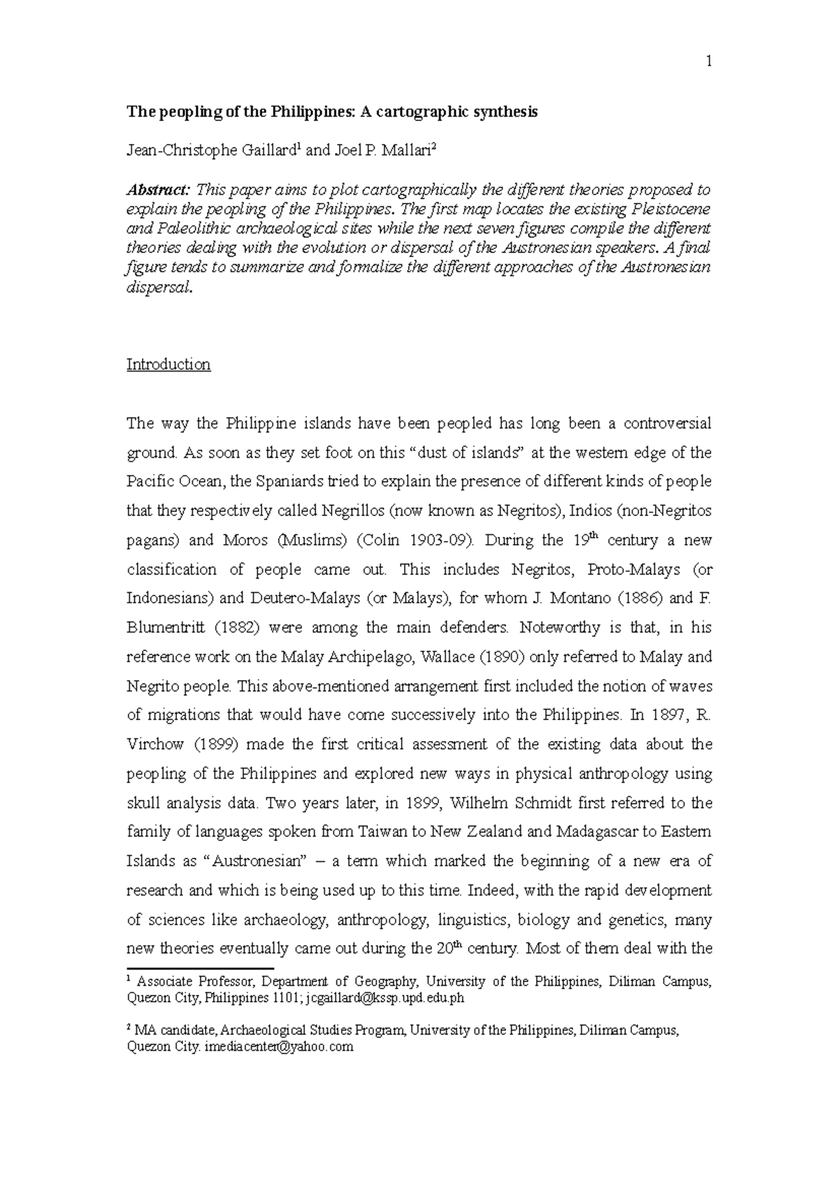 Gaillard Mallari - hjvj - The peopling of the Philippines: A ...