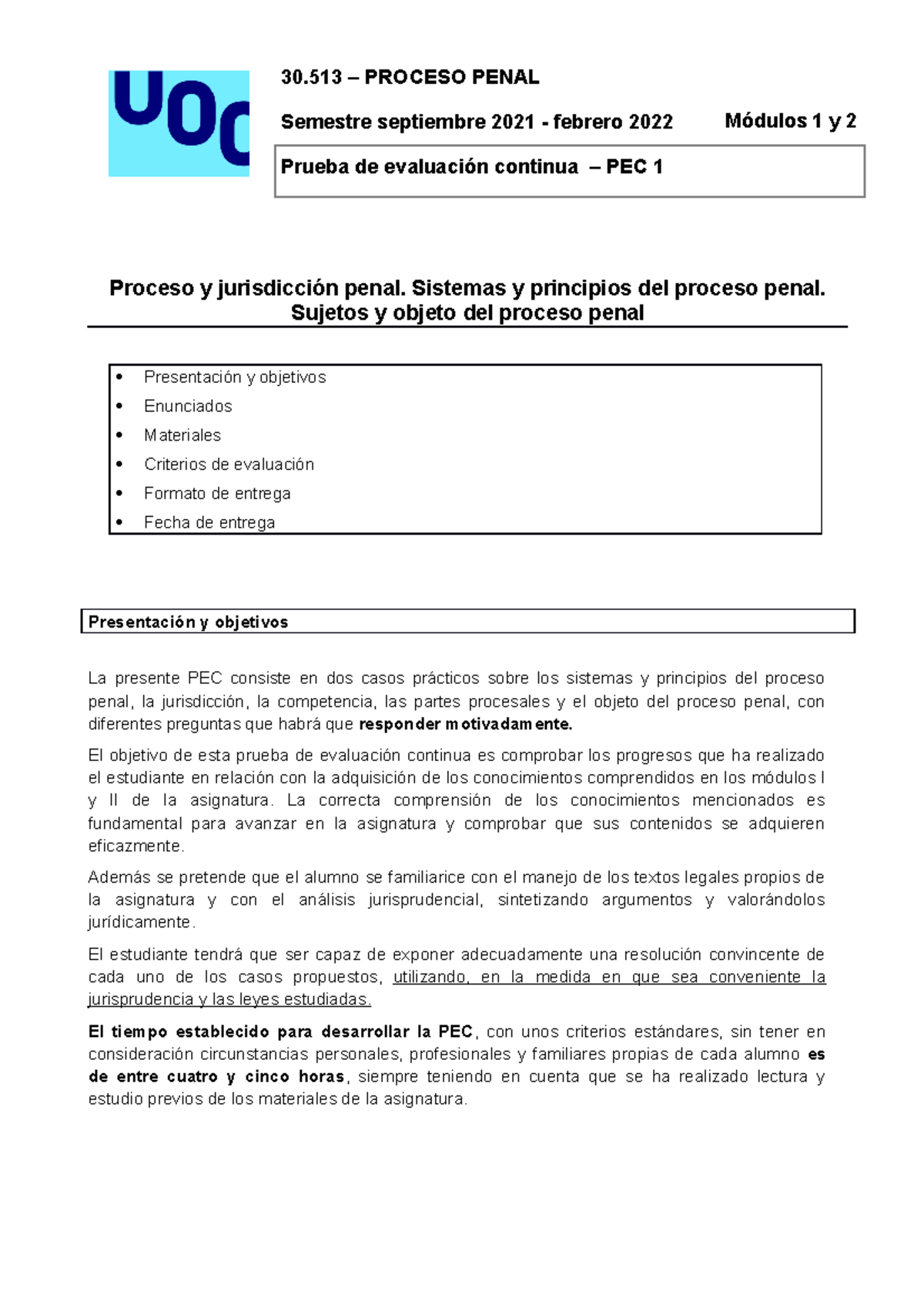 pec1 sociologia del derecho - 30 – PROCESO PENAL Semestre septiembre 2021 - febrero 2022 Módulos ...