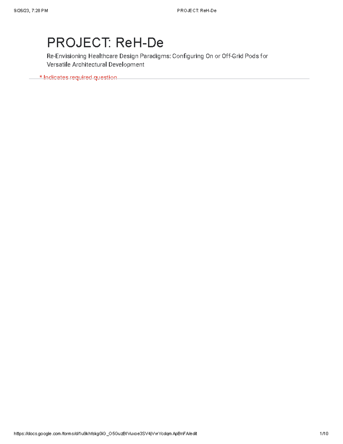 Project Re H-De - Google Forms Draft 2 - PROJECT: ReH-De Re-Envisioning ...