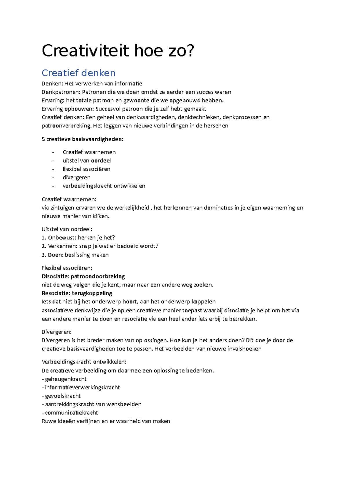 Samenvatting Creativiteit hoe zo - Creativiteit hoe zo? Creatief denken ...