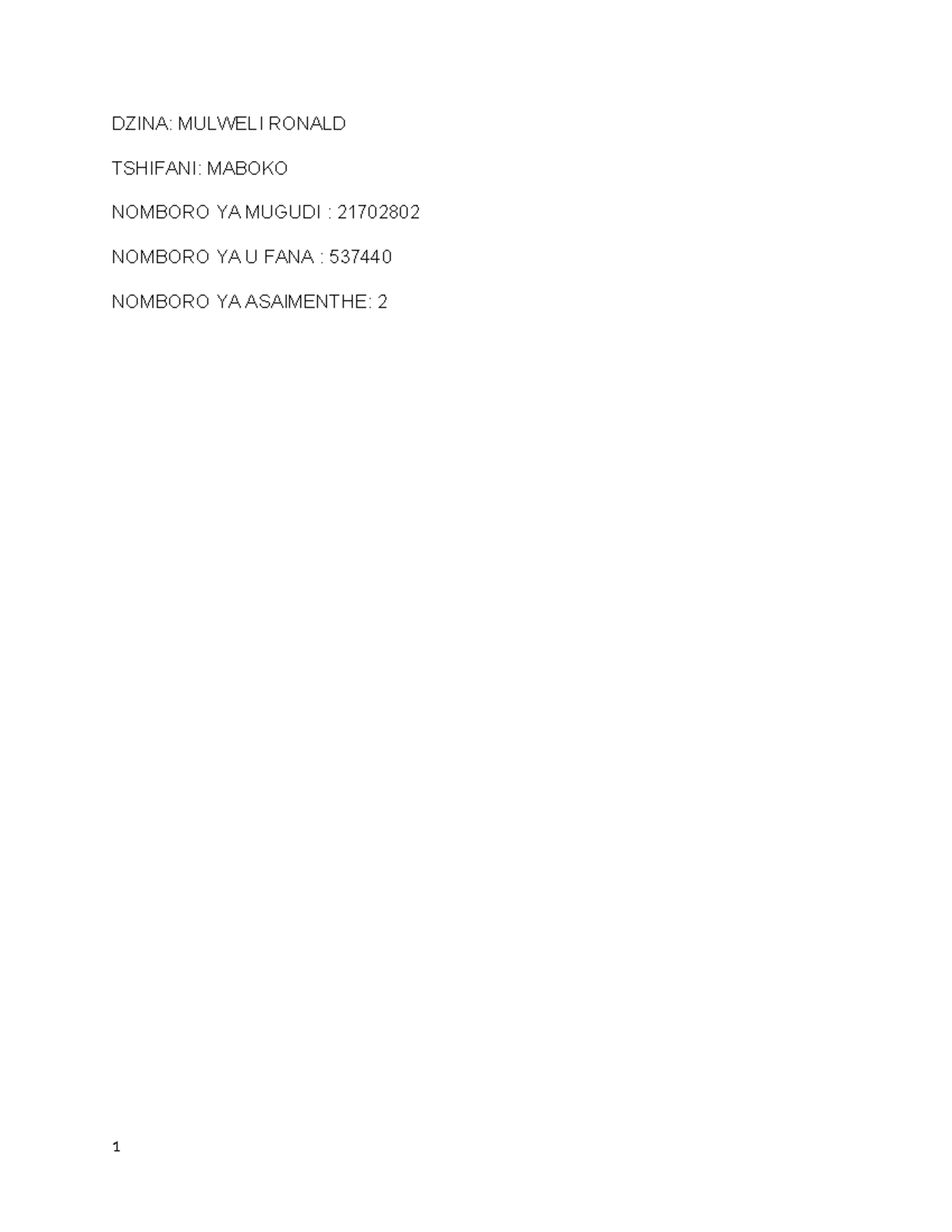 Ven 1505 assignment 2 - Hdfjktfbjj - DZINA: MULWELI RONALD TSHIFANI ...