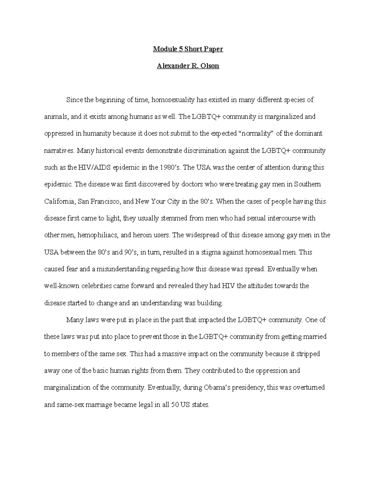 Module 5 Short Paper HIS - Module 5 Short Paper Alexander R. Olson ...