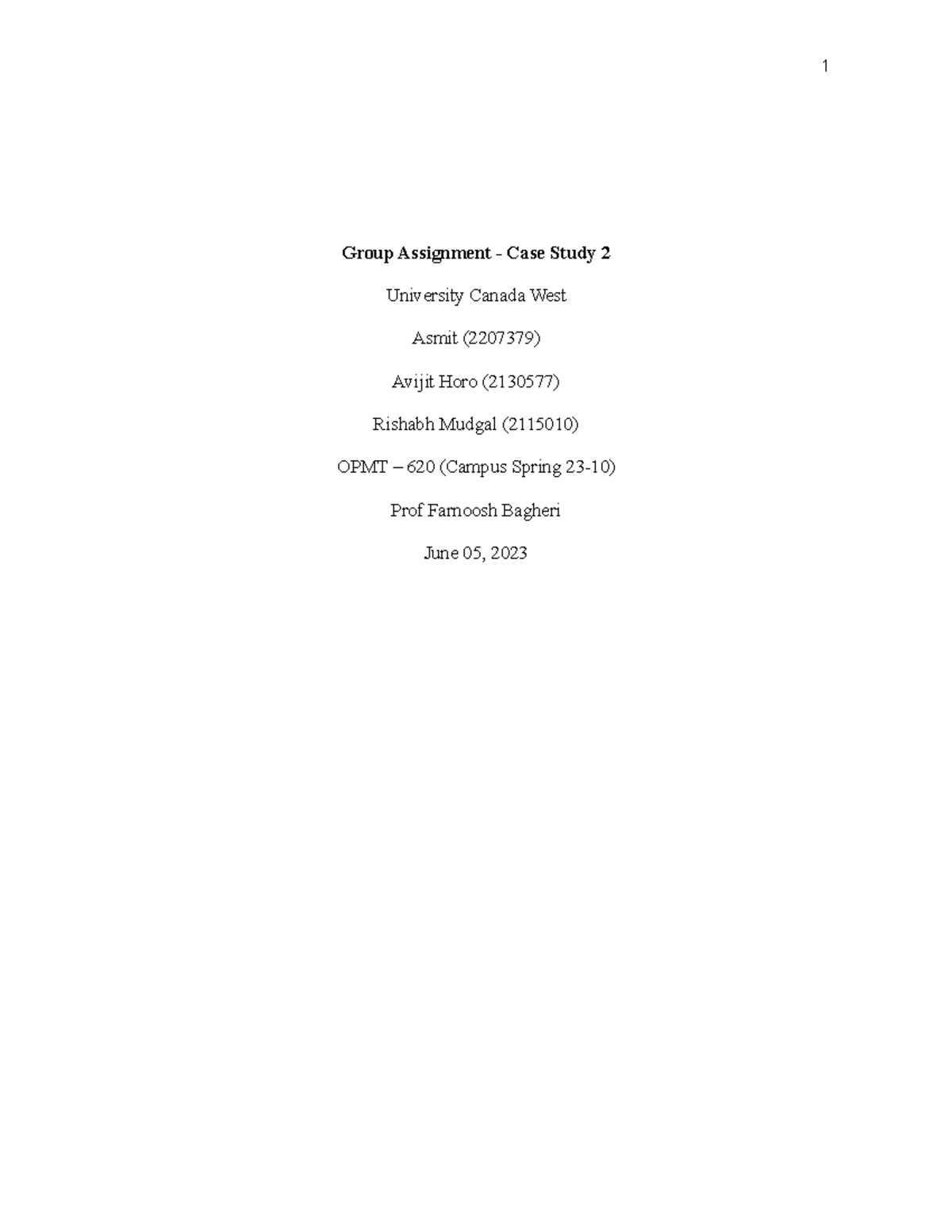 Group Assignment - Case Study 2 - - Studocu