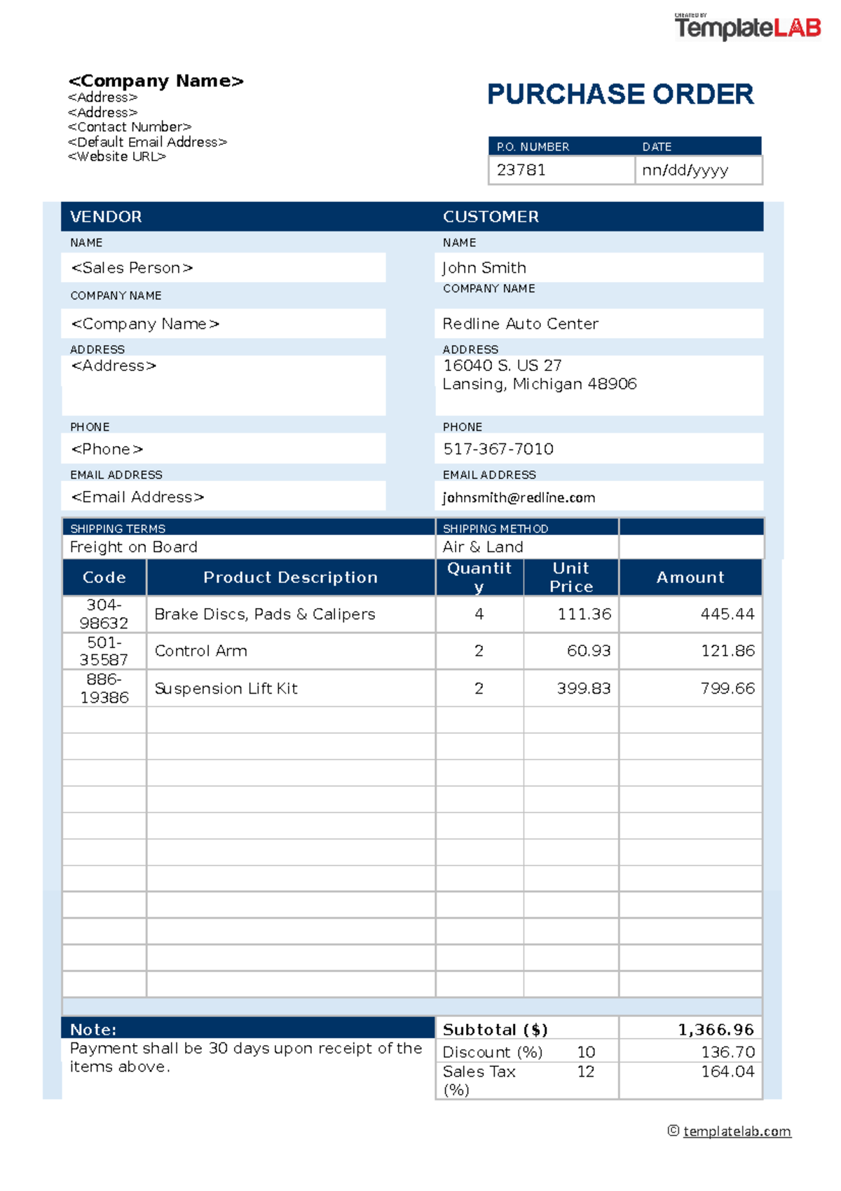 Purchase Order Template