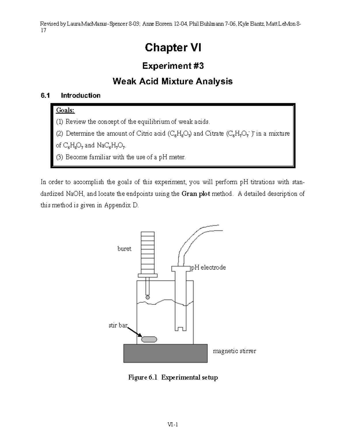 2111 Chap 6 Weak Acid lab - Revised by Laura MacManus-Spencer 8-03 ...