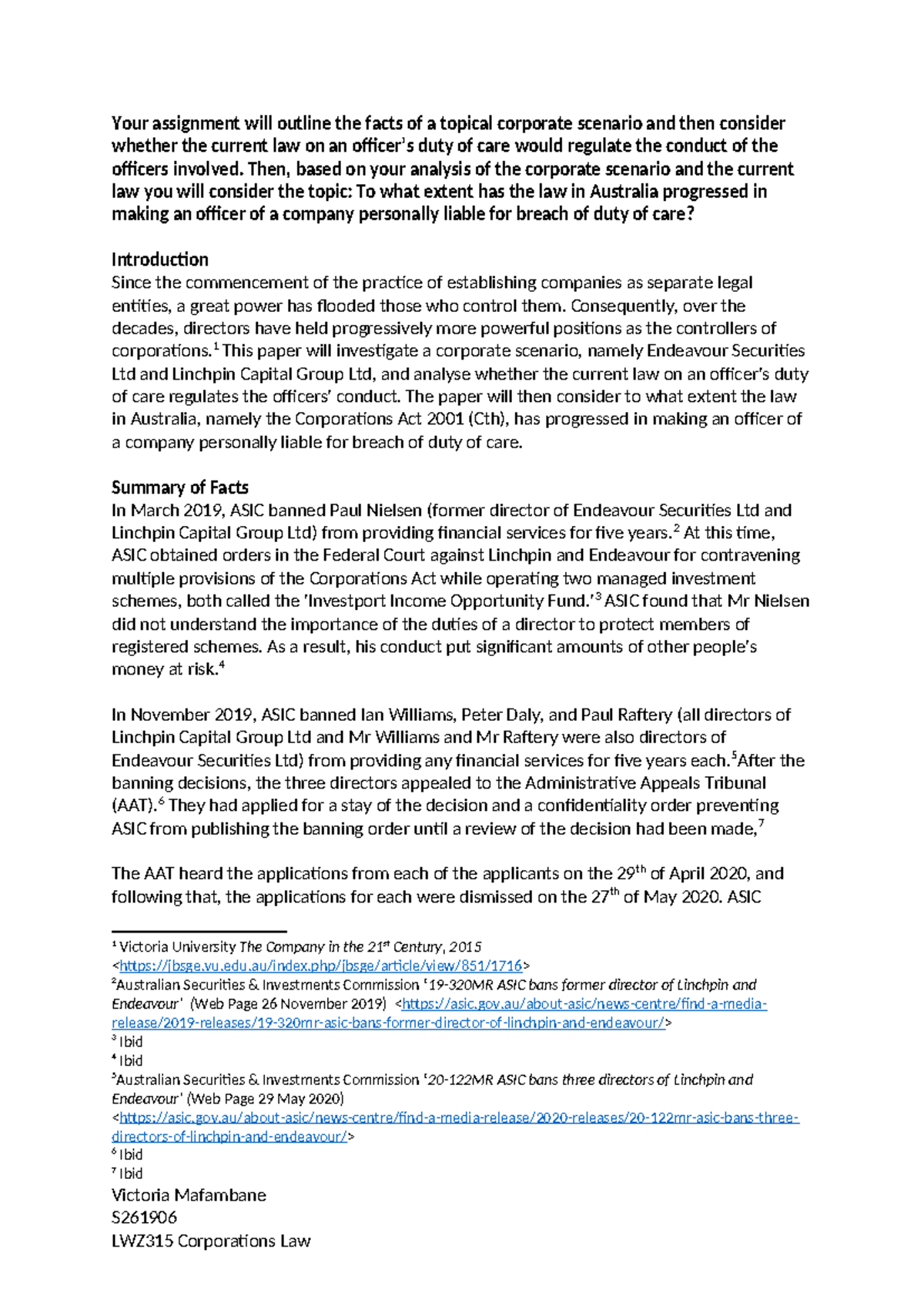 Assessment 2 - Final - NOTES - Your assignment will outline the facts ...