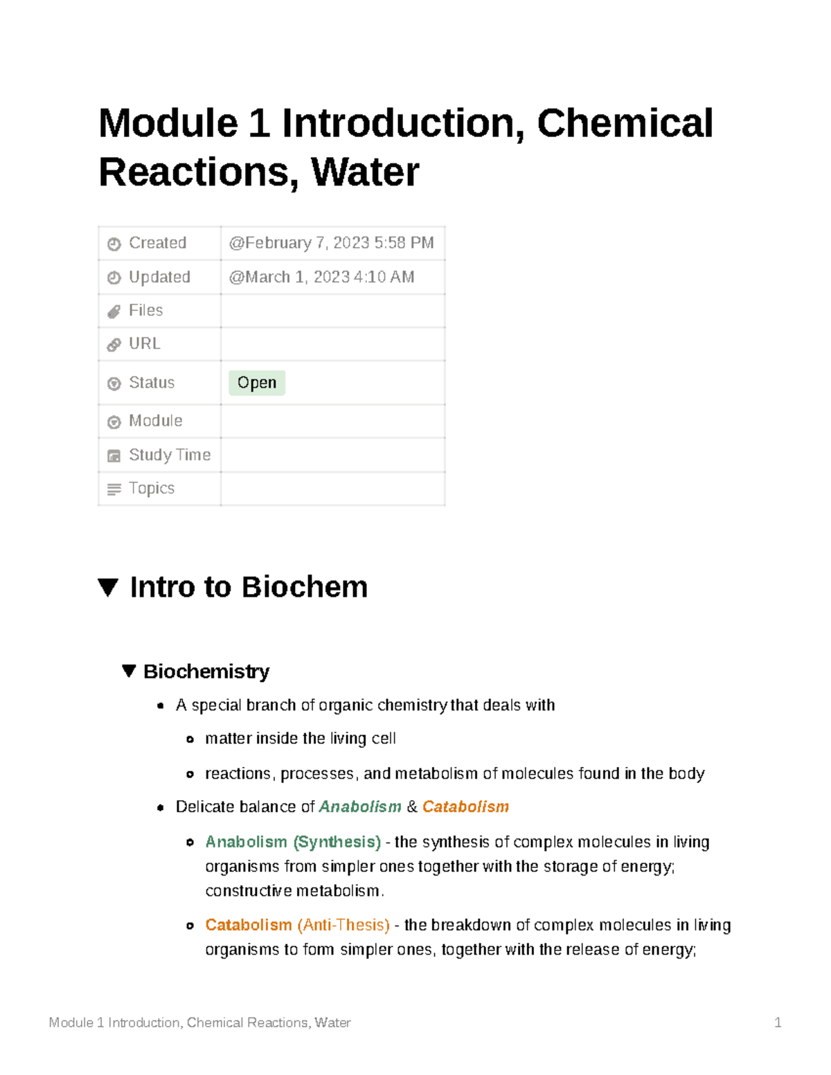 Module 1 Introduction Chemical Reactions Water - Module 1 Introduction ...