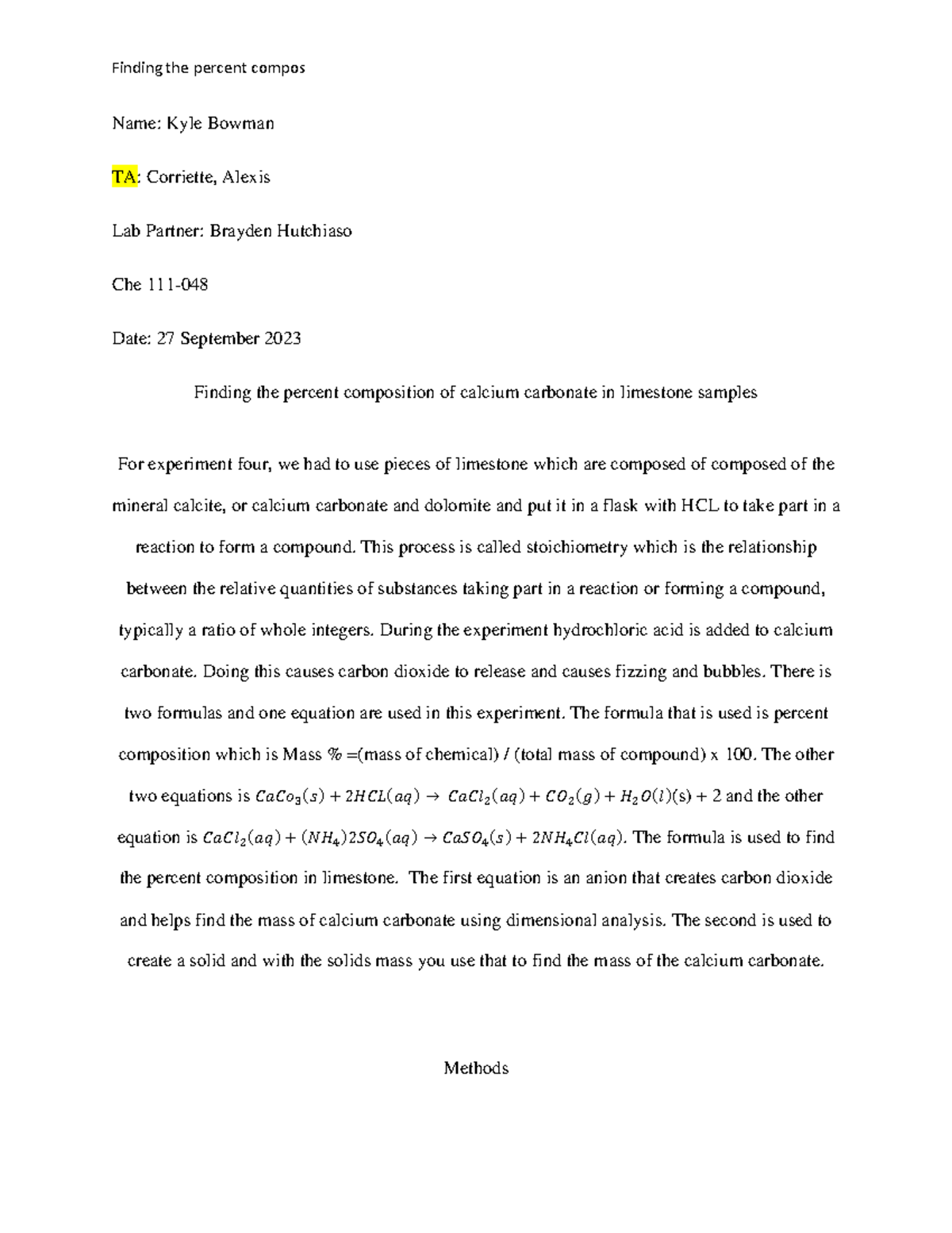 Document 2 - This is from the fourth lab - Finding the percent compos ...
