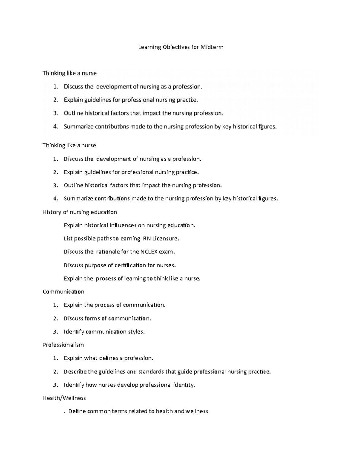 NR 215 learning objectives 1 - Learning Objectives for Midterm Thinking ...