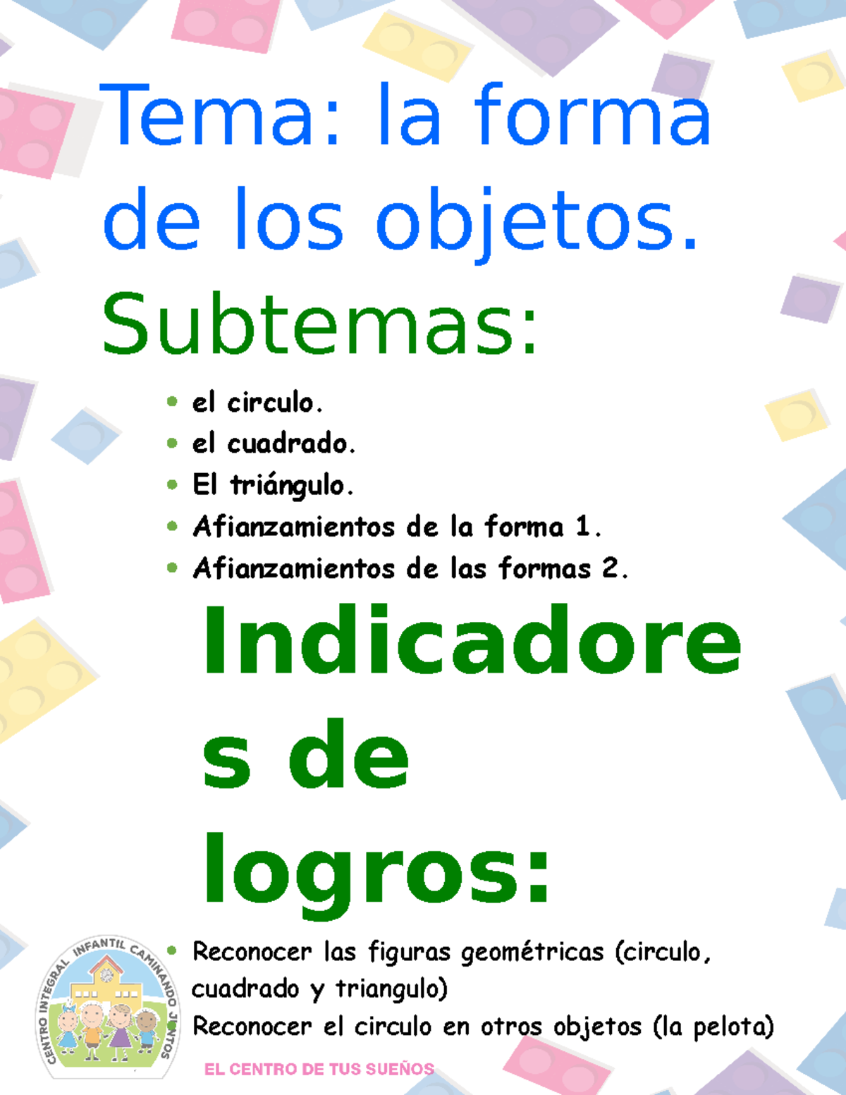 8.forma de los objetos - actividades pedagógicas - Tema: la forma de ...