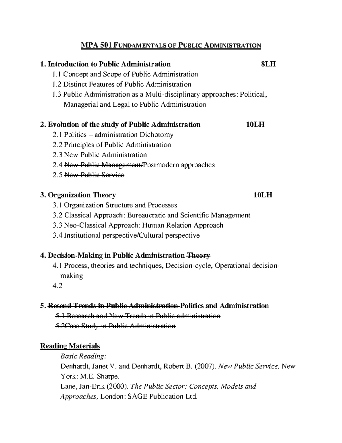 MPA-First-Semester - MPA 501 FUNDAMENTALS OF PUBLIC ADMINISTRATION Introduction to Public - Studocu