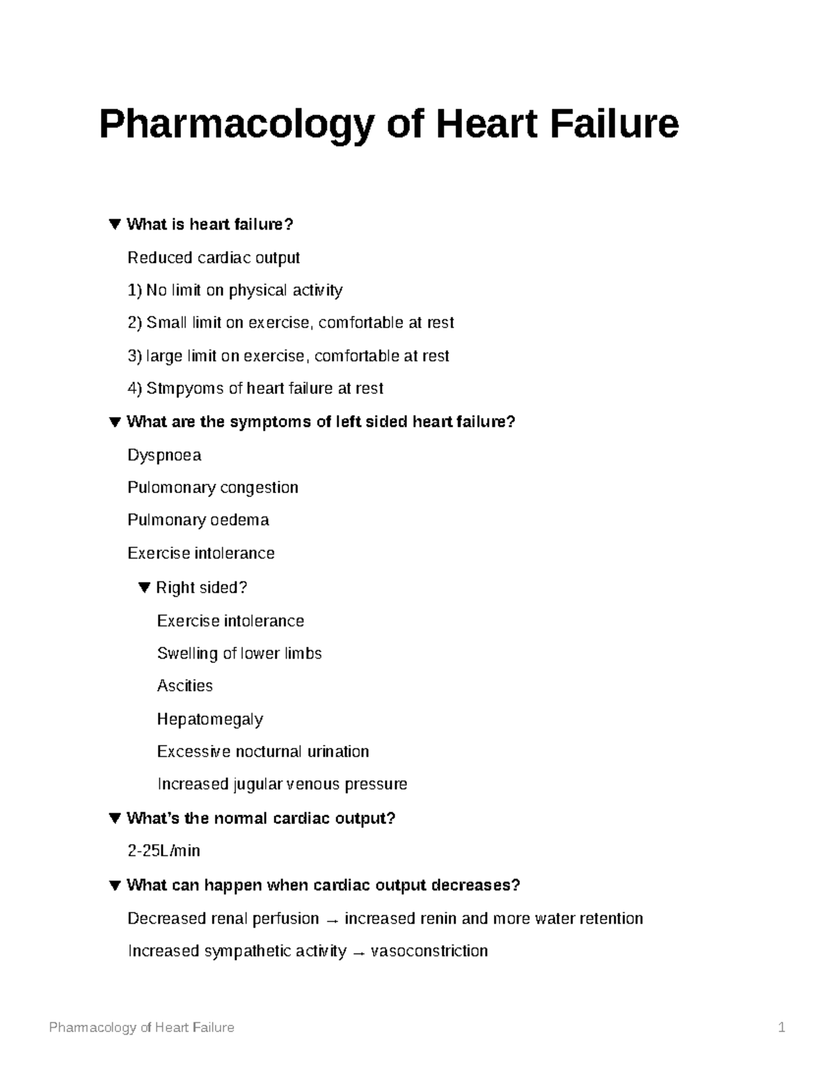 Pharmacology of Heart Failure - Studocu