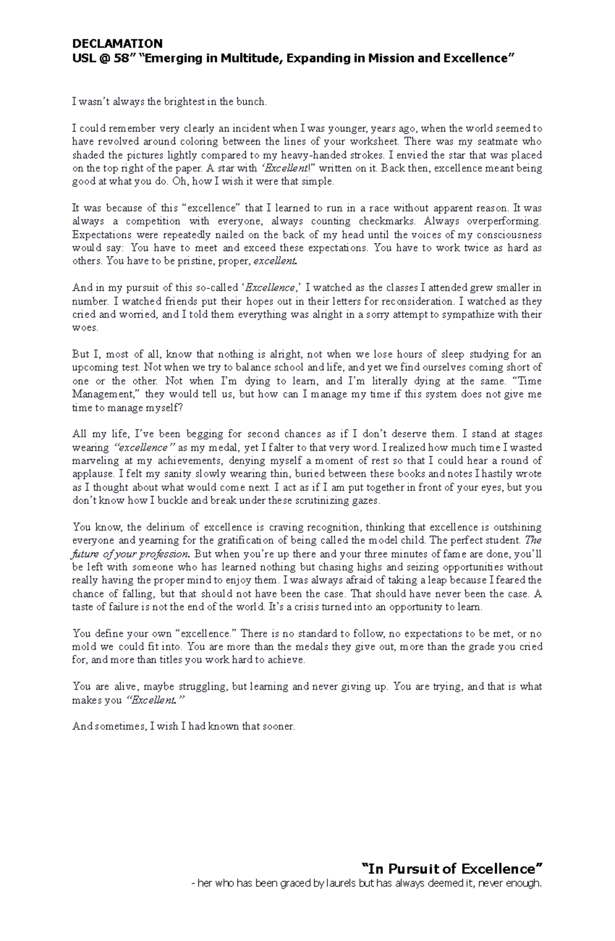 Declamation - DECLAMATION USL @ 58” “Emerging in Multitude, Expanding ...