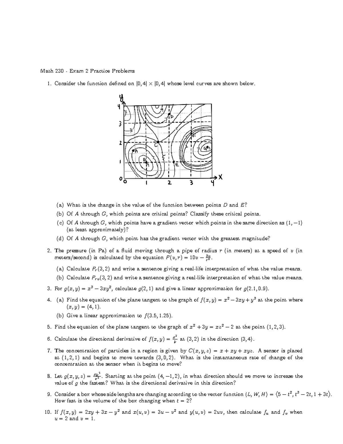 Extra Exam 2Review Questions - Math 230 - Exam 2 Practice Problems ...