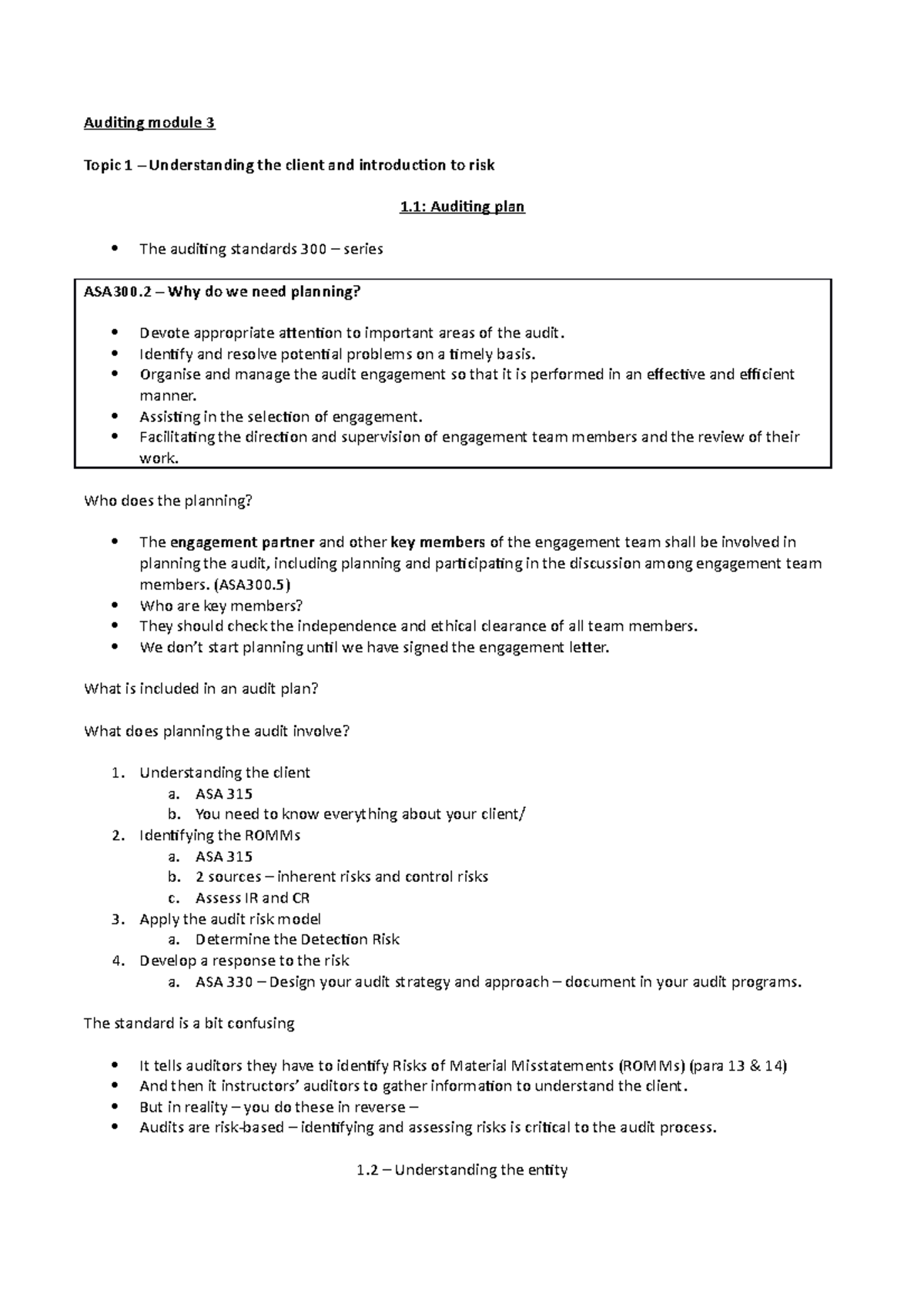 Auditing module 3 - Identify and resolve potential problems on a timely ...