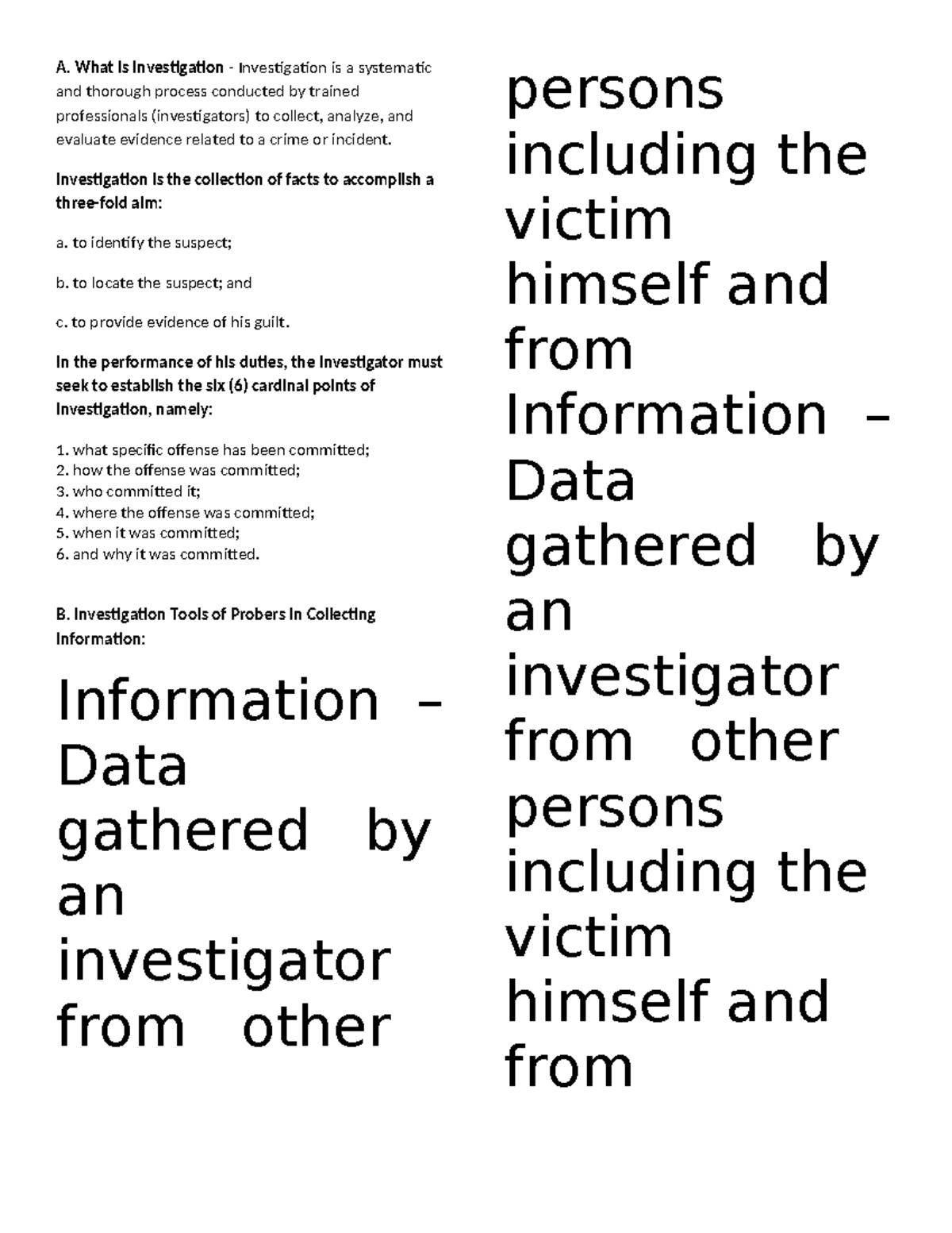 Lesson 6 - What is Ivestigation - A. What is Investigation ...