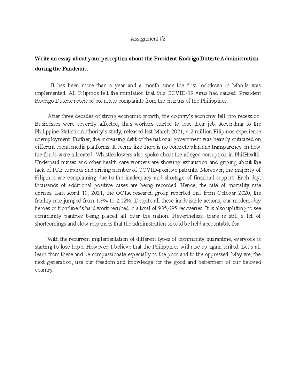 Assignment 5 in Politics, Governance and Citizenship - Assignment ...