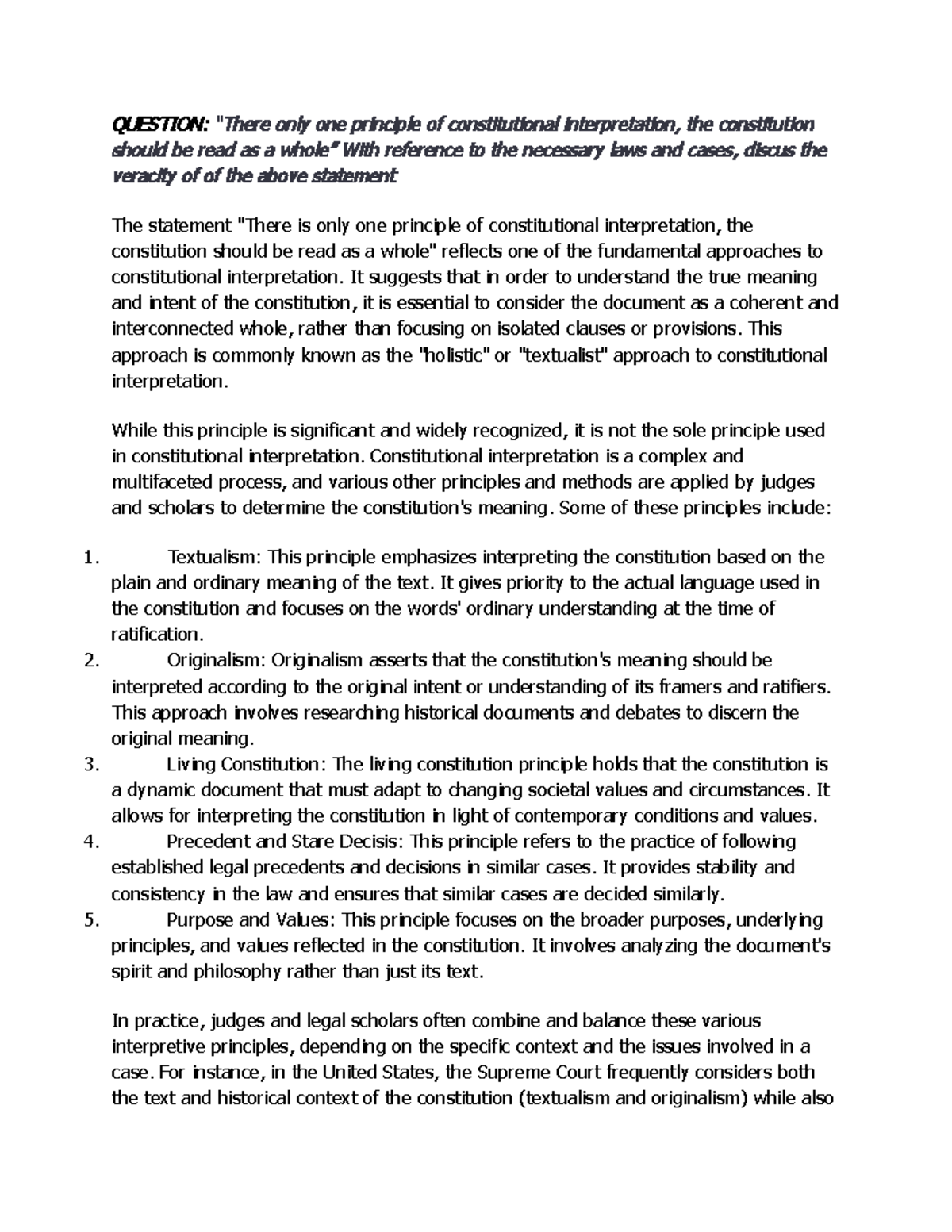 Constitutional law by KISENYI MICHAEL - QUESTION: “There only one ...