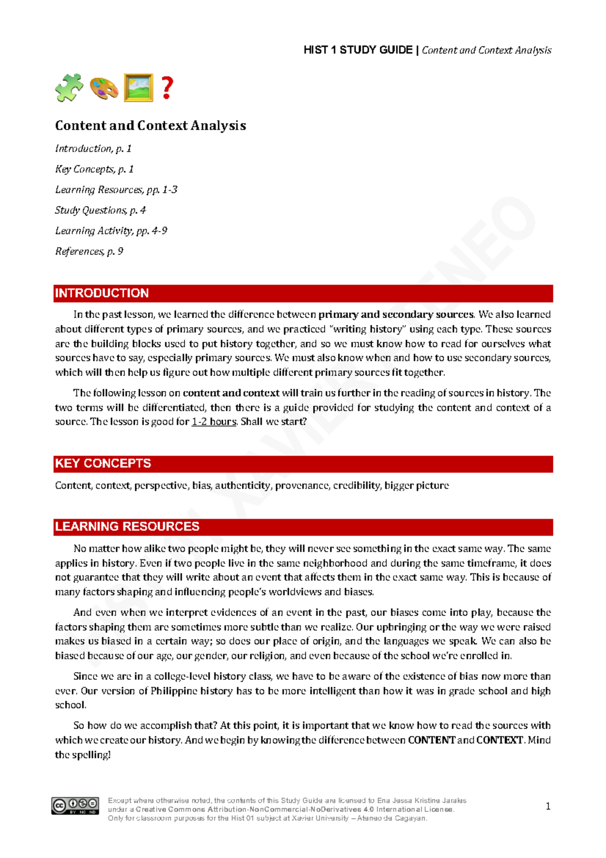 Hist1 M1 L2 Content Context - Except where otherwise noted, the ...