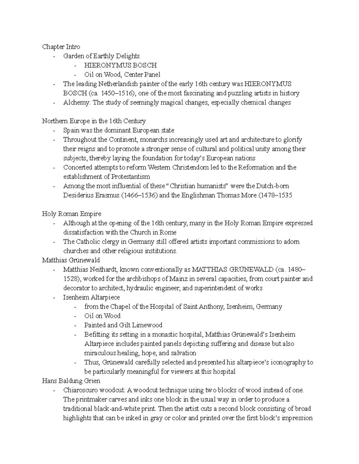 AP Art History Chapter 23 Notes - Chapter Intro - Garden of Earthly ...