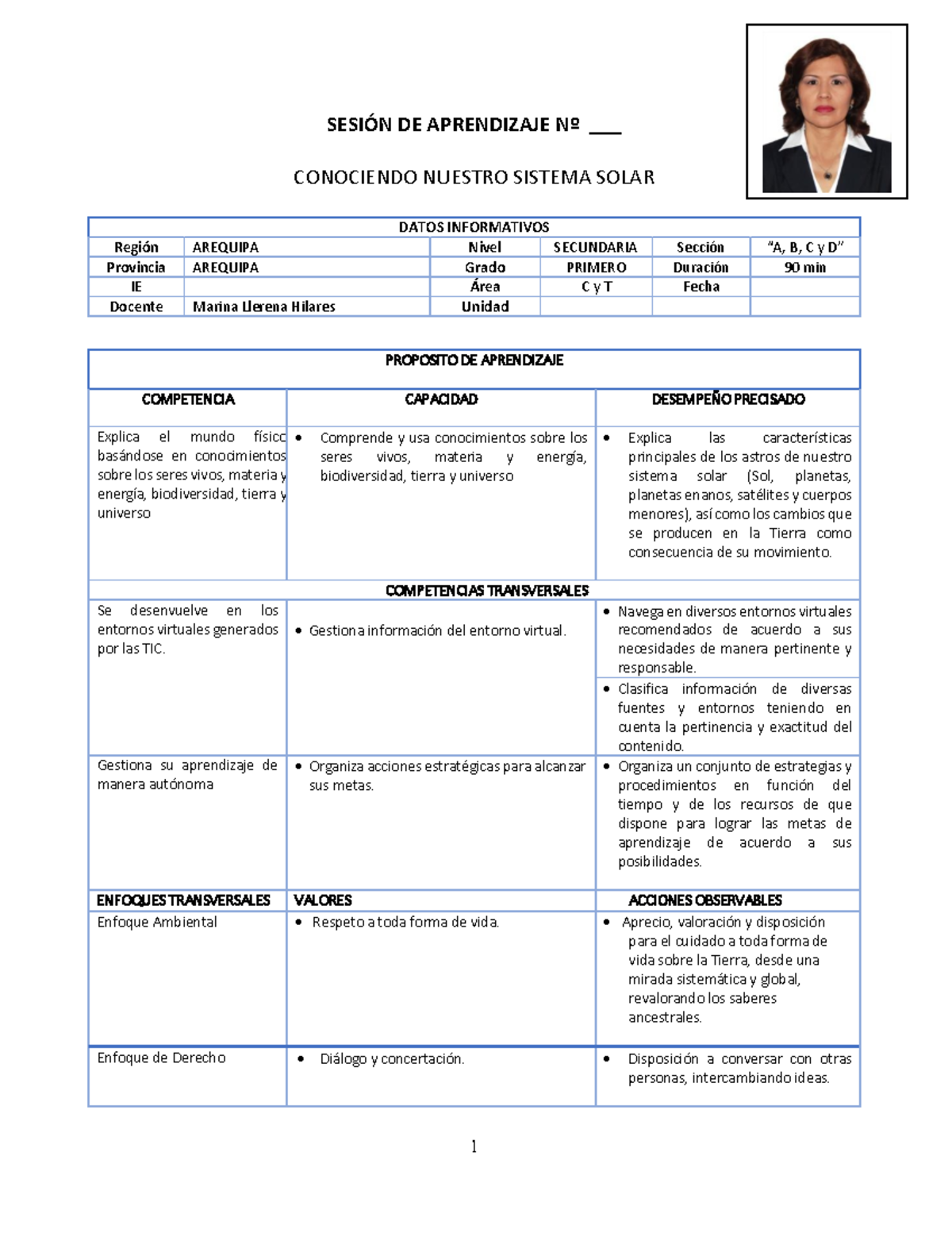Ciencia-y Tecnología -1° Secundaria Marina Llerena Arequipa 2020 - SESI”N DE APRENDIZAJE N∫ ...