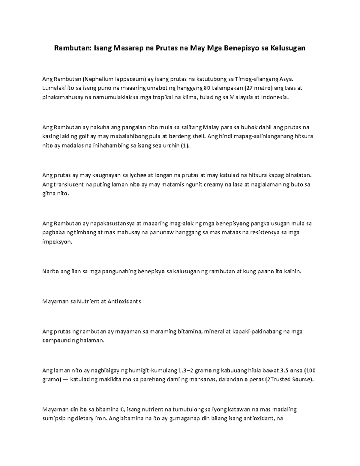 Rambutan - Lumalaki ito sa isang puno na maaaring umabot ng hanggang 80 ...