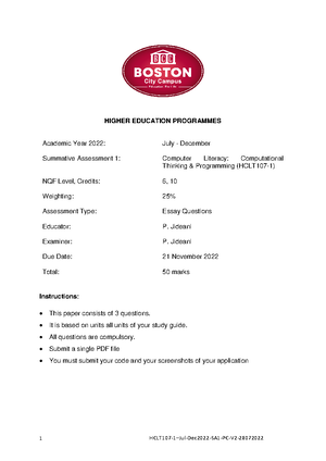 Course Outline HCLT107 1 Jul Dec2024 PC V - BOSTON CITY CAMPUS COURSE ...