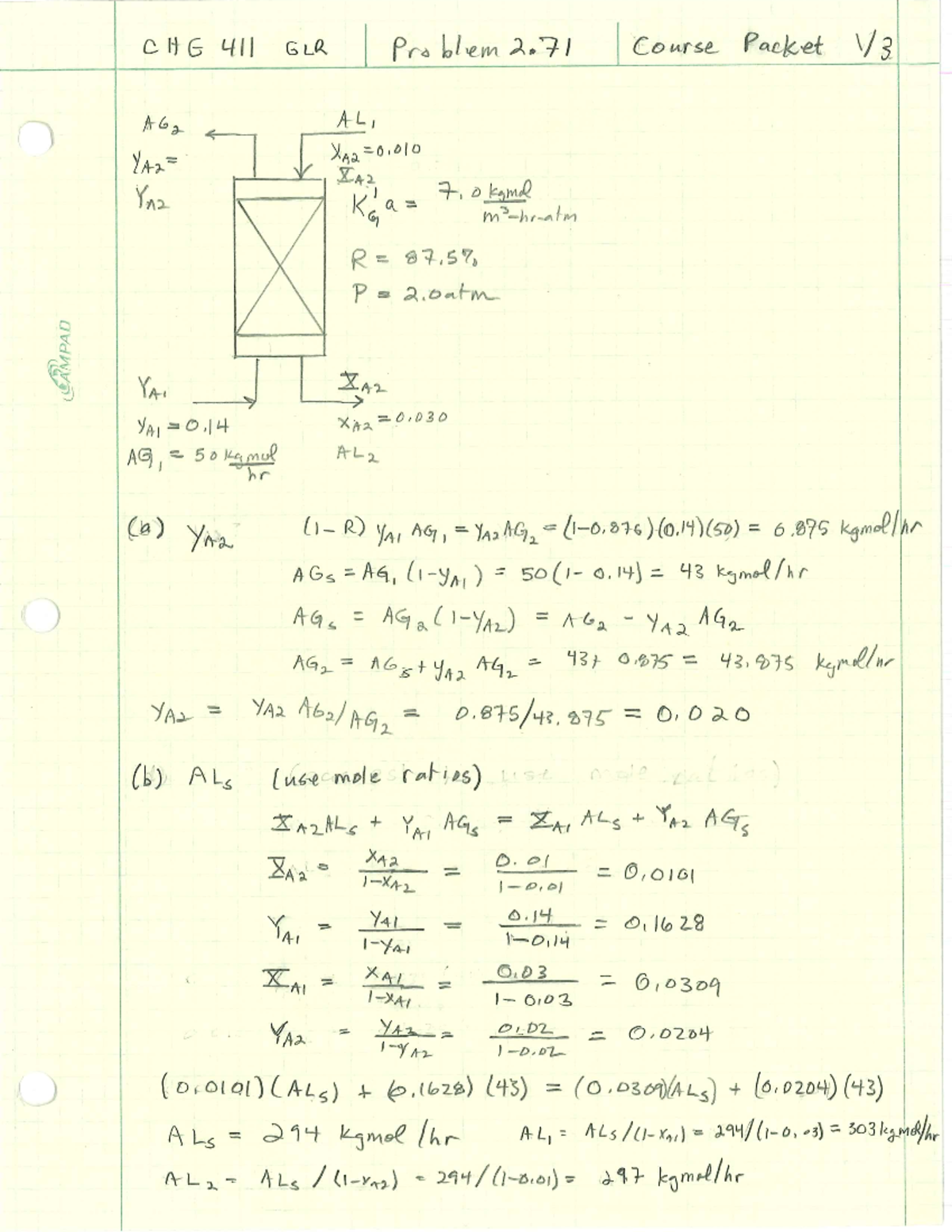 Prob 2 71 Solution Che 411 Studocu
