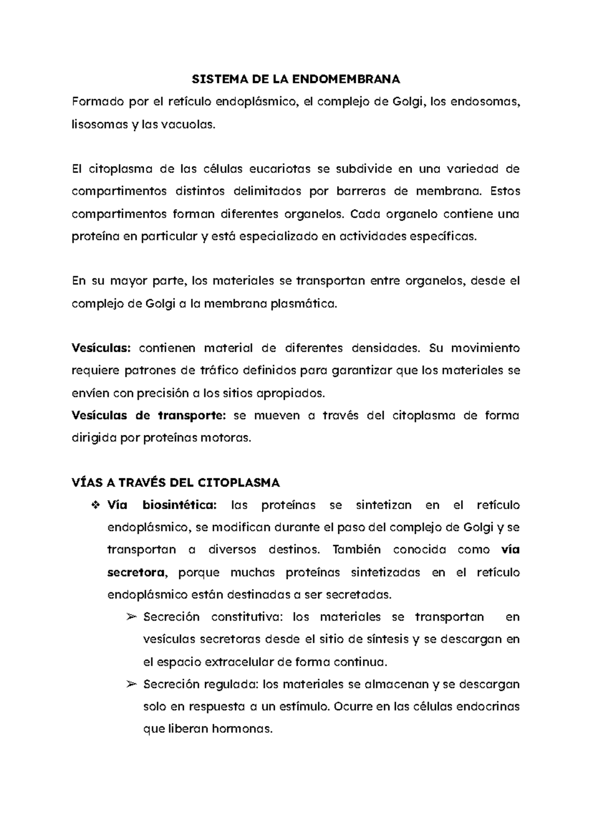 Aparato de Golgi - SISTEMA DE LA ENDOMEMBRANA Formado por el retículo ...