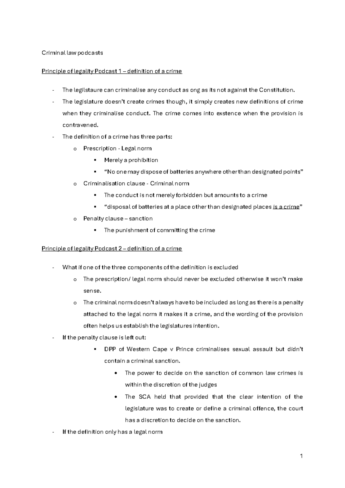 Criminal law podcasts - Criminal law podcasts Principle of legality ...