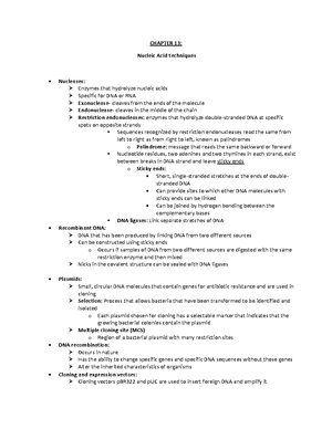 BCHE 3200 Chapter 12 Notes - Chapter 12: Protein synthesis- Translation ...