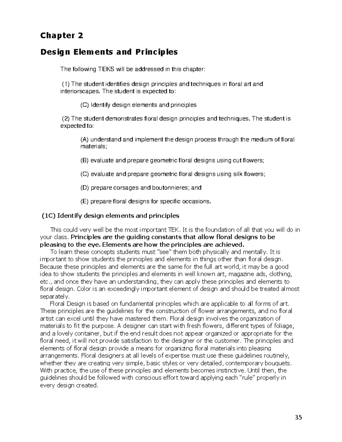 Floral Design curriculum Chapter 2 - Chapter 2 Design Elements and ...