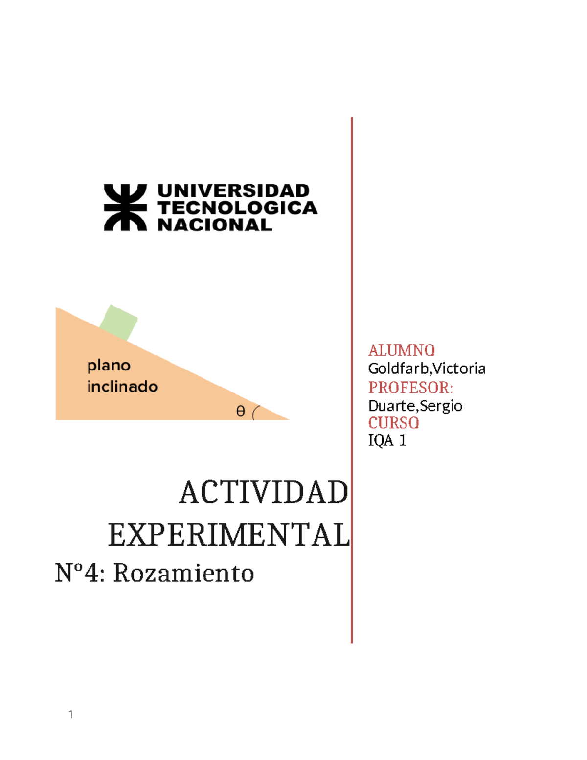Actividad 4 - Rozamiento - ACTIVIDAD EXPERIMENTAL N°4: Rozamiento ...