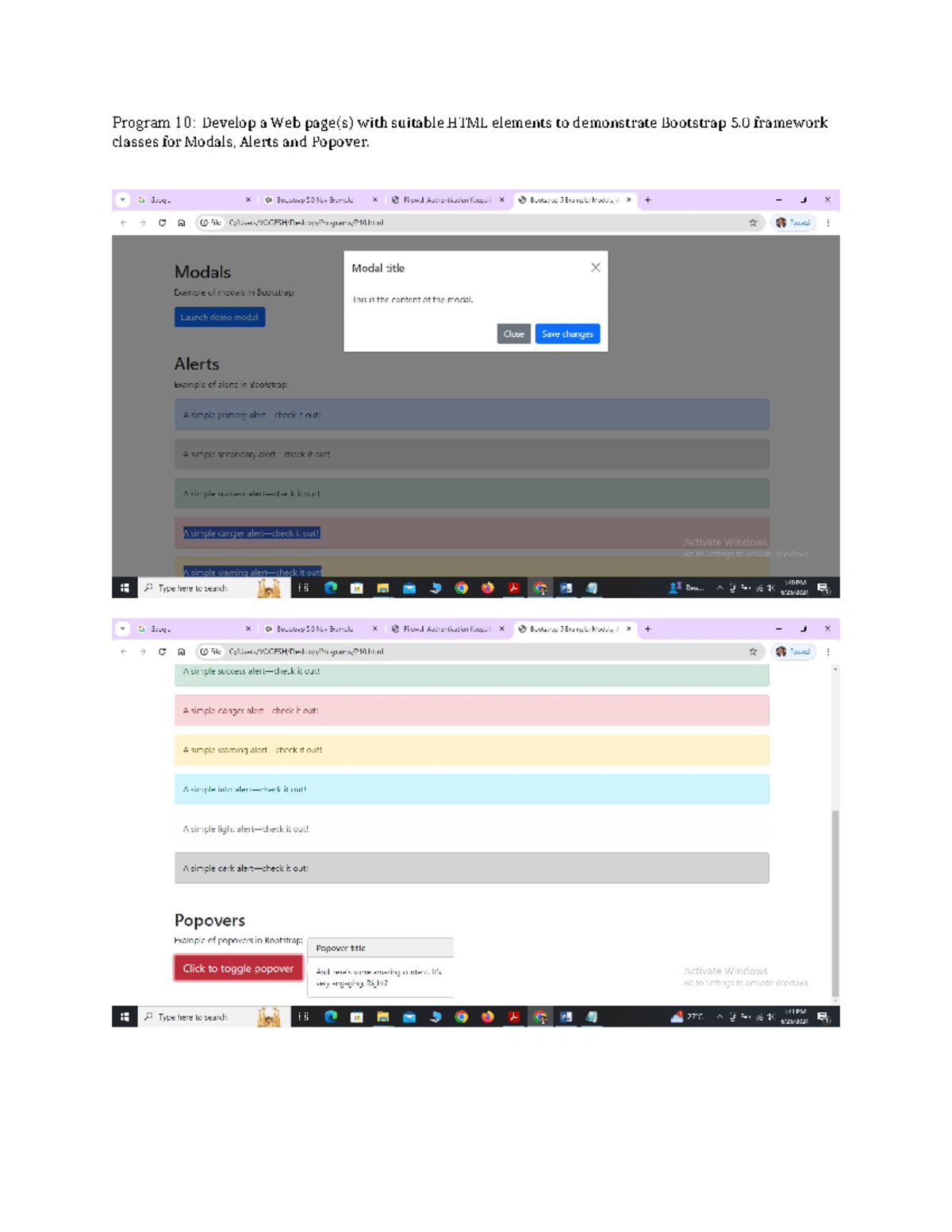 Program 10 is bootstrap 5.0 framework material for creating modals in ...