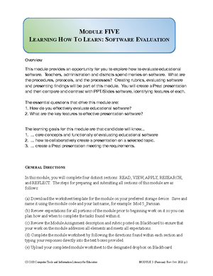 Tori mod 2 - computer modules - OVERVIEW This module provides an ...