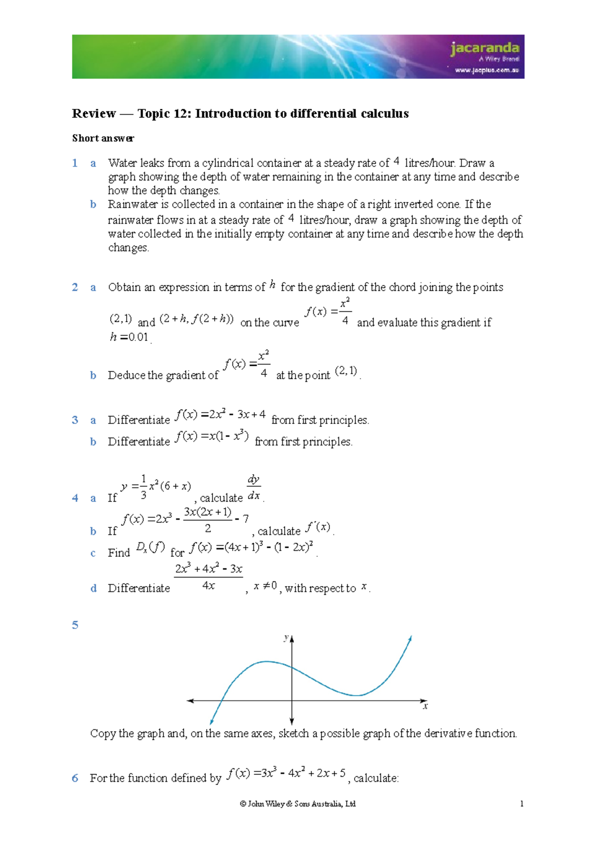 Introduction to Calculus Revision - Studocu