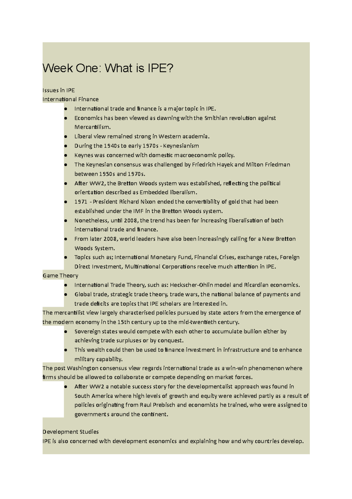 Week One What is IPE - Week One: What is IPE? Issues in IPE ...