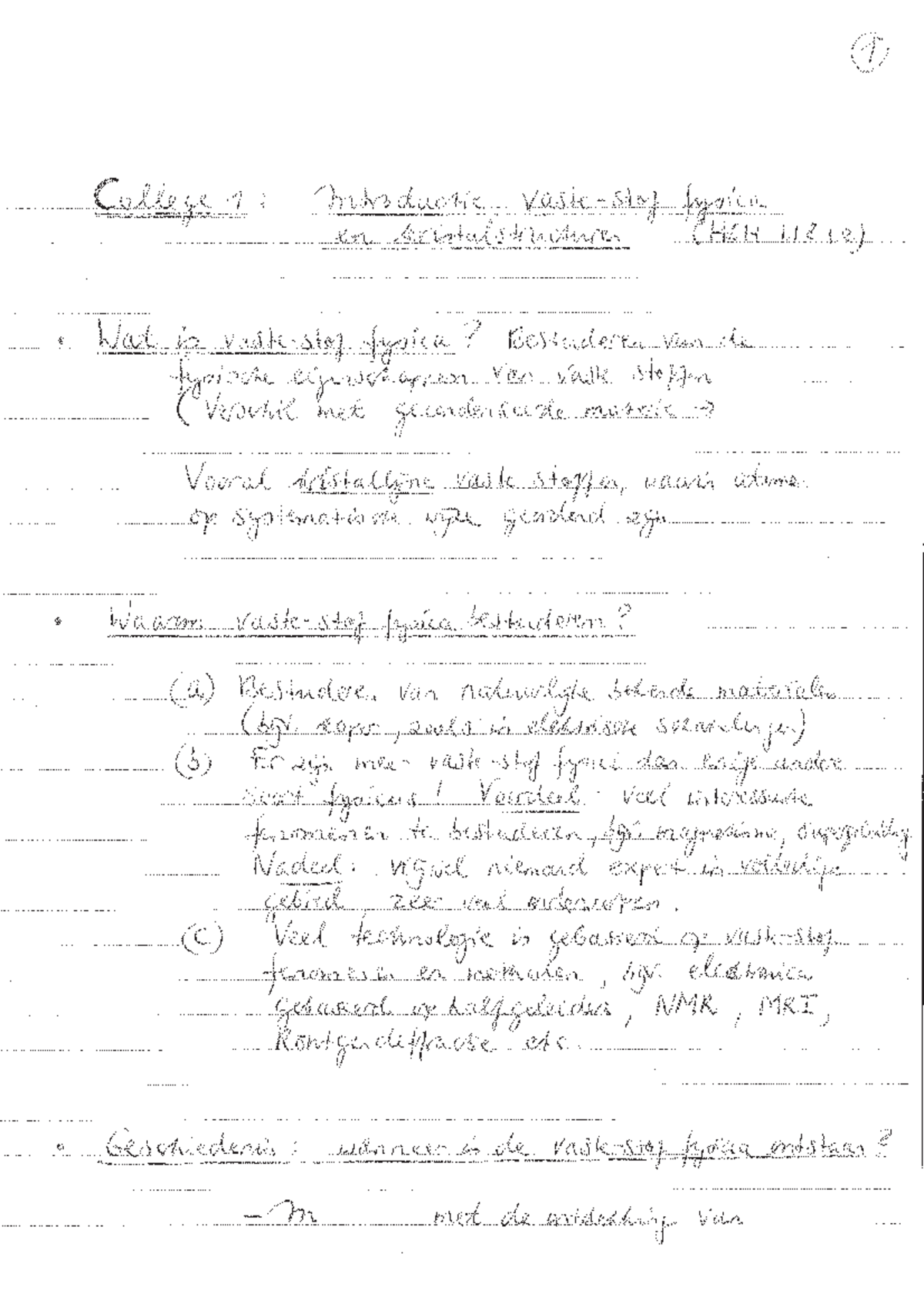 Aantekeningen Vaste Stof, college 1 t/m 8 - Solid State Physics ...