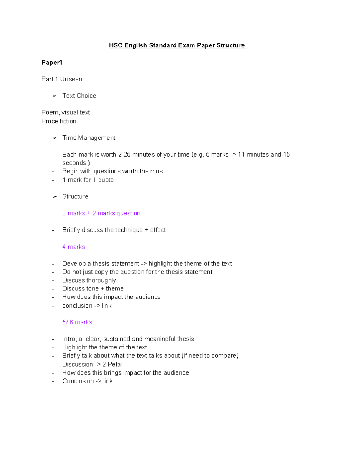 HSC English Standard Exam Paper Structure - HSC English Standard Exam ...